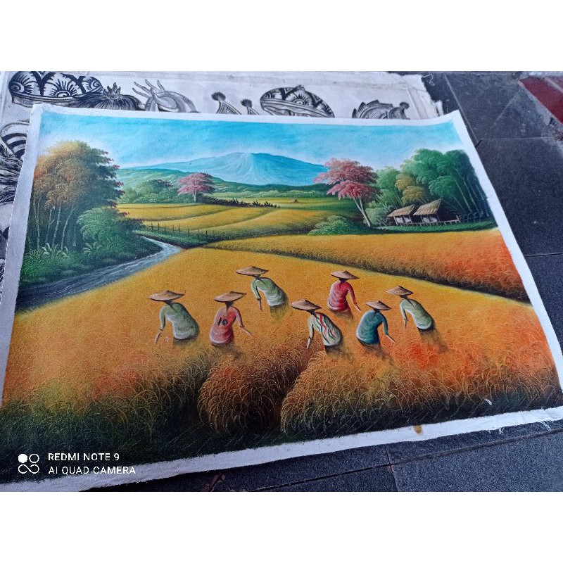 Jual lukisan panorama pegunungan dan sawah Bali | Shopee Indonesia