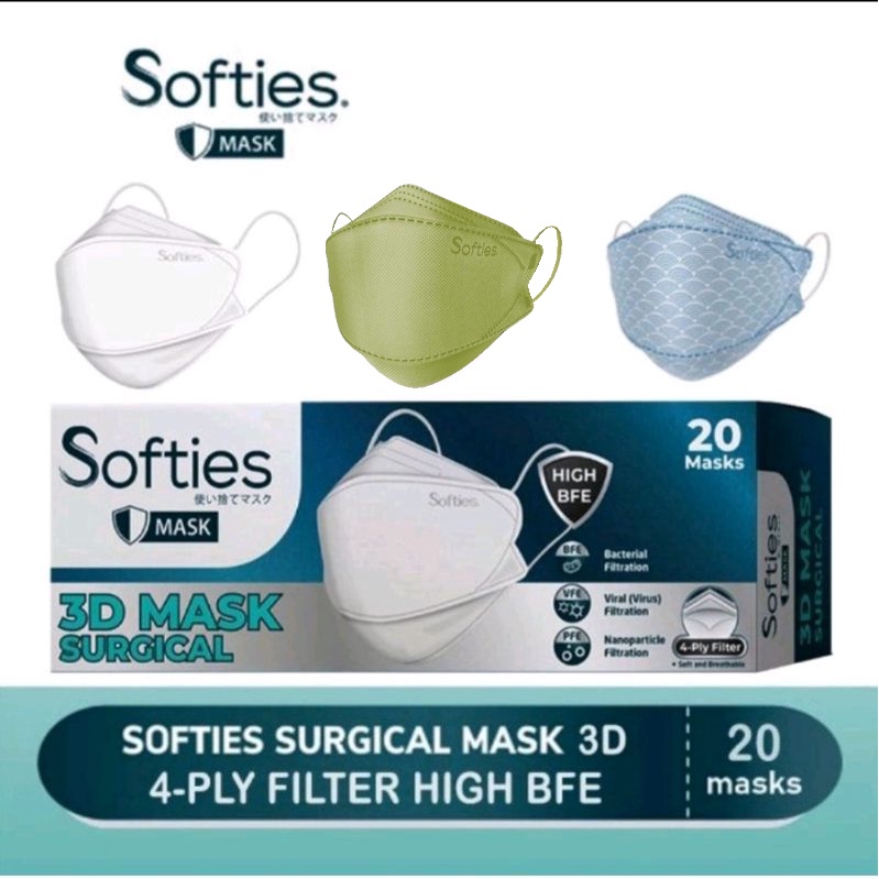 Jual SOFTIES Surgical Mask 3D KF94 Isi 20pcs | Shopee Indonesia