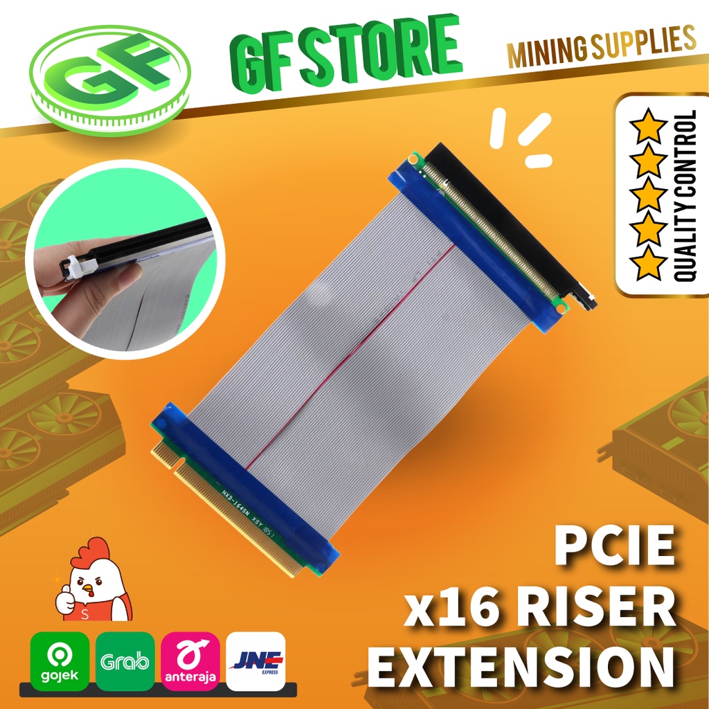 Jual PCIe X16 Flexible Cable Extension Riser ⚡ VGA X16 Cable | Shopee ...