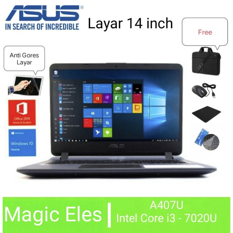 Jual Laptop ASUS A407U Core i3 - 7020U Ram 4GB HDD 1TB Windows 10 | Shopee Indonesia
