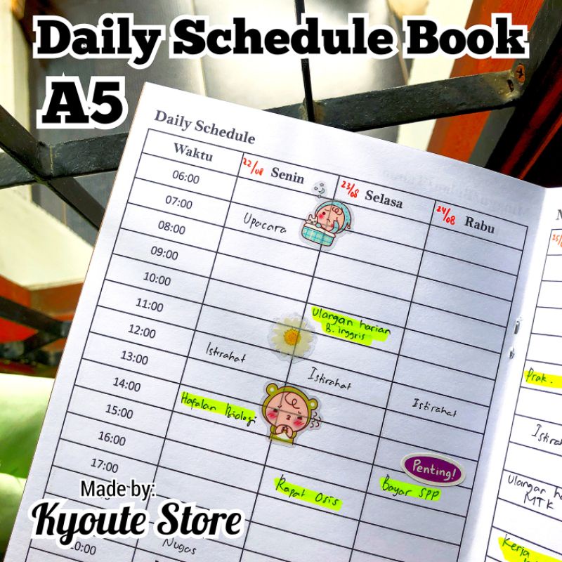 Jual Buku Daily Schedule Book A5 Kyoute Catatan Perencanaan Agenda Kegiatan Harian Waktu ...