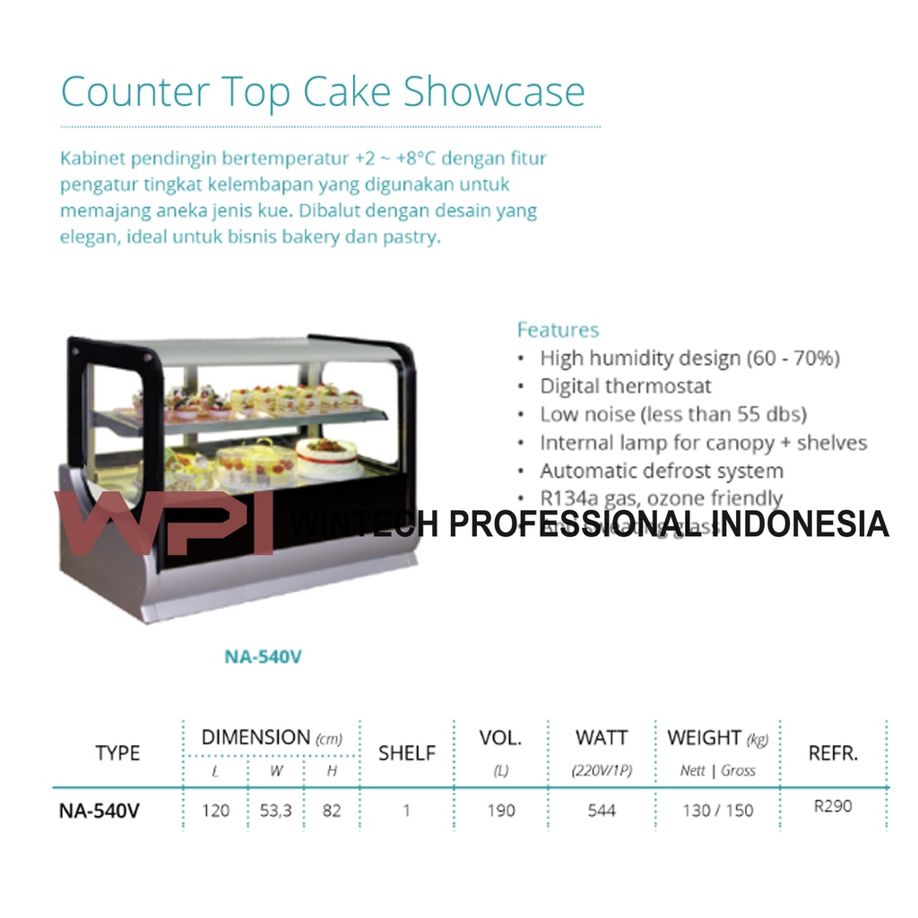 Jual Gea NA-540V Counter Top Cake Showcase - Tempat Pendingin ...