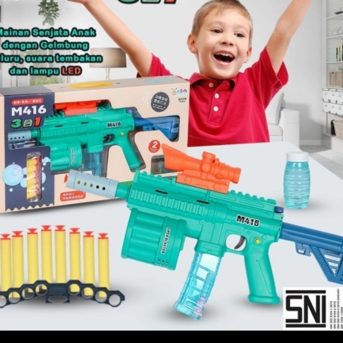 Jual Mainan Multifunction Gun M416 3in1 Soft Bullet Gun and Bubble ...
