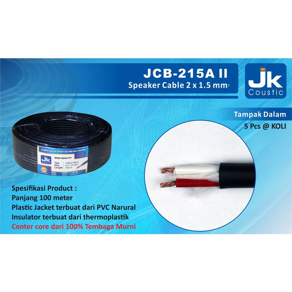 Jual Kabel Speaker JCB 215A II 10 meter Jk Coustic Cable 2x1.5mm | Shopee Indonesia