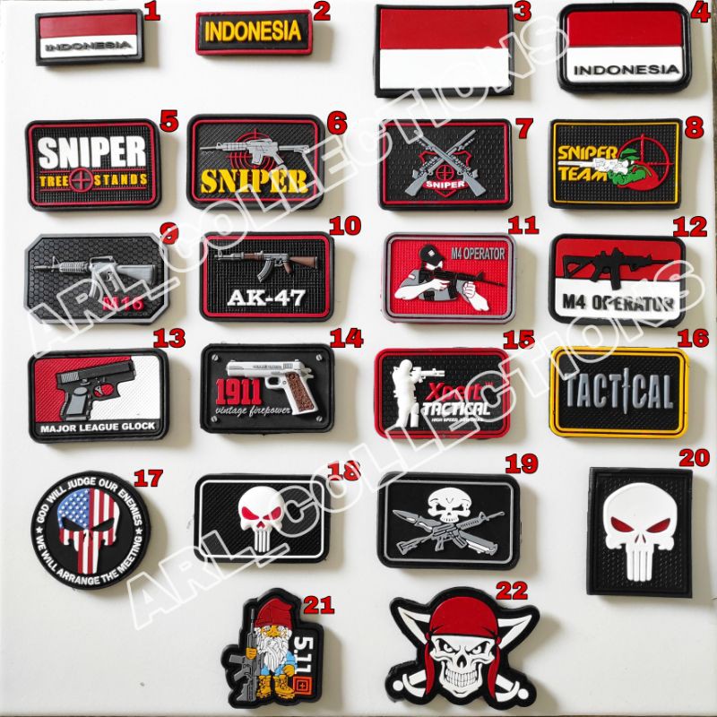 Jual PATCH RUBBER LOGO PENEMBAK SNIPER/FUNISER TENGKORAK/TACTICAL ...