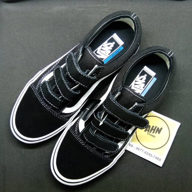 Jual Vans Old Skool Velcro pro Black White - Original | Shopee Indonesia