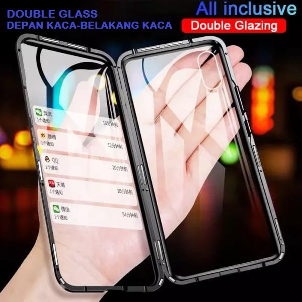 Jual DOUBLE GLASS MAGNETIC CASE For iphone 9H tempered | Shopee Indonesia
