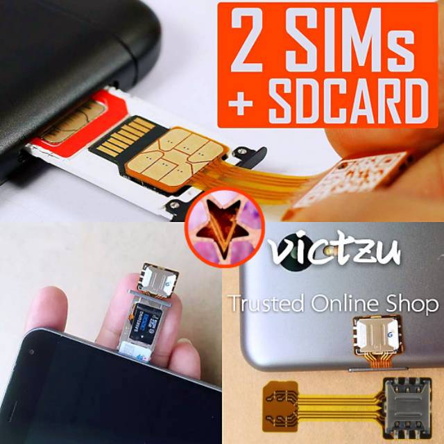 Jual Dual Sim Card Adapter Hybrid Sim Card Extender MicroSD Card ...
