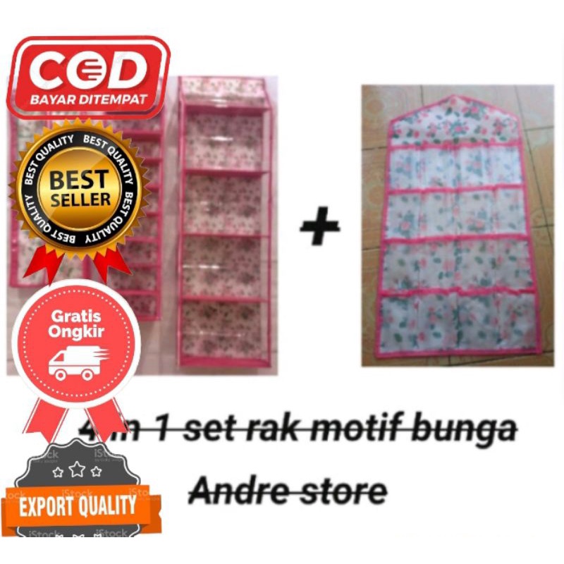Jual Rak gantung 4 in 1 set motif bunga rak sepatu,rak tas,rak hijab ...