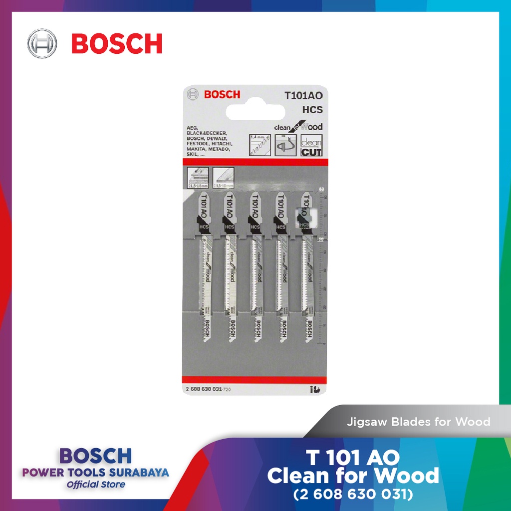 Jual Mata Gergaji Kayu Bosch Jigsaw Blade T101AO Clean for Wood ...