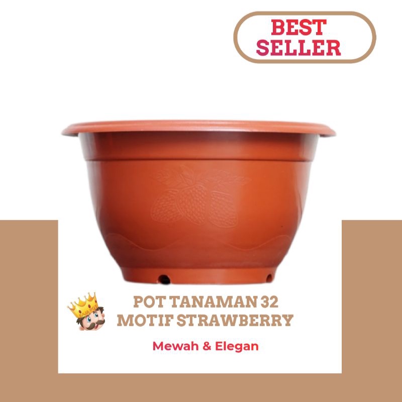 Jual Pot Bunga Merah Bata 20 25 30 32 35 | Pot Tanaman Cokelat Plastik ...