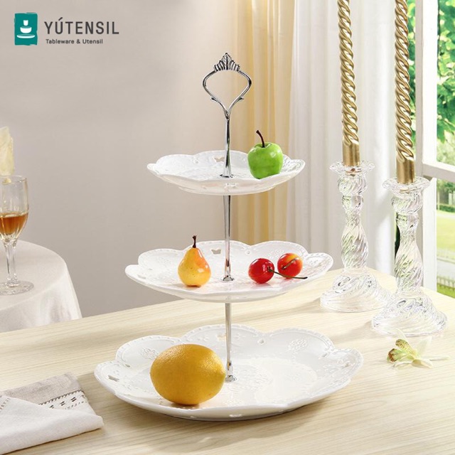 Jual Piring Kue Tiga Tingkat / Piring Buah / Piring Kue susun / Dessert Plate / Cake Tier ...