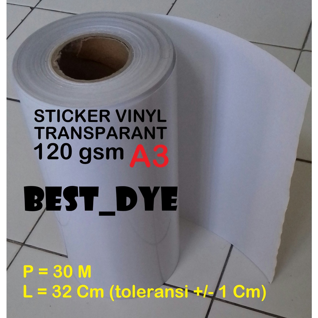 Jual Sticker Vinyl Inkjet Transparant 120 GR, A3= 32 Cm x 30 M, Roll ...