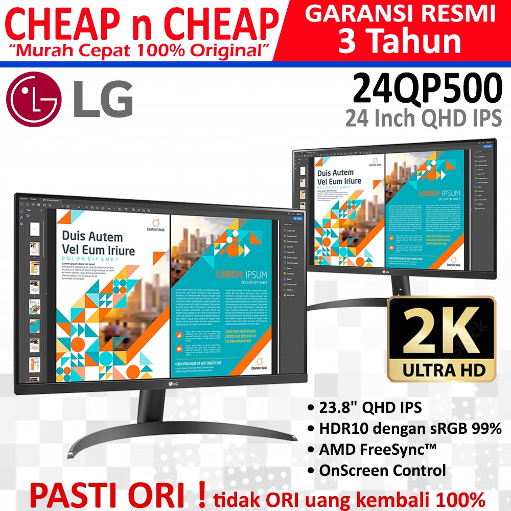 Jual LG 24QP500 QHD IPS 2K 1440P - Monitor 24 Inch Inci | Shopee Indonesia