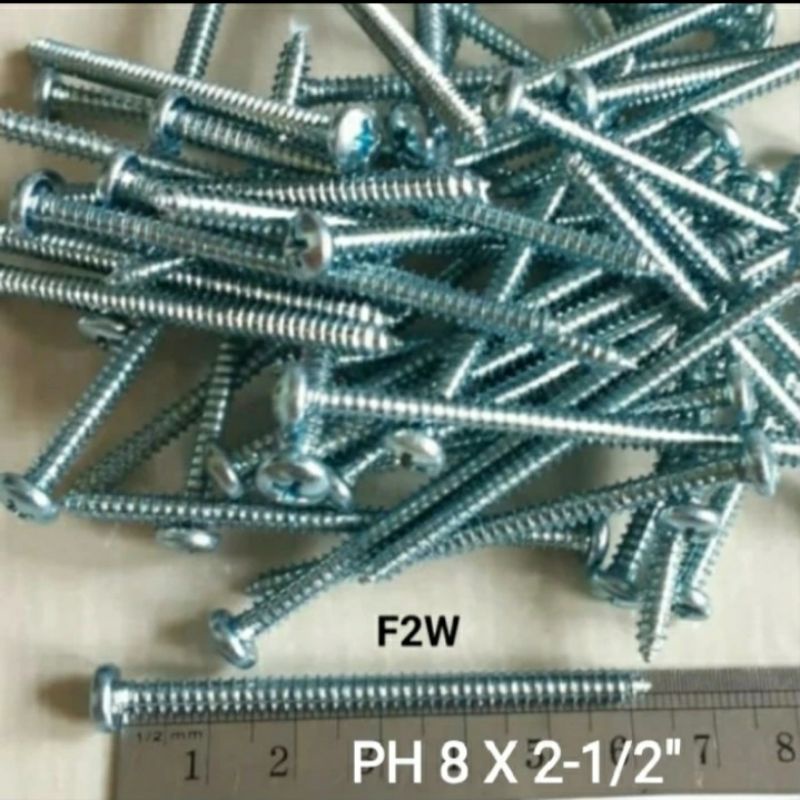 Jual 100PCS PH (+) 8X2-1/2" SEKRUP TAPPING BULAT PAB #8X2-1/2" | Shopee ...