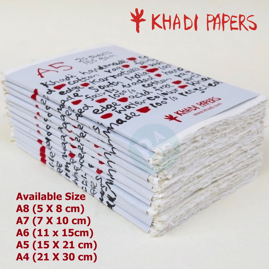 Jual Khadi White Rag Paper Packs 150g / A8 +7 + A6 + A5 + A4 | Shopee ...