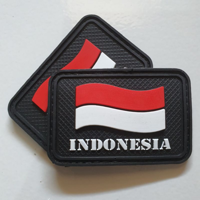 Jual patch rubber logo bendera merah putih indonesia berkibar dasar ...