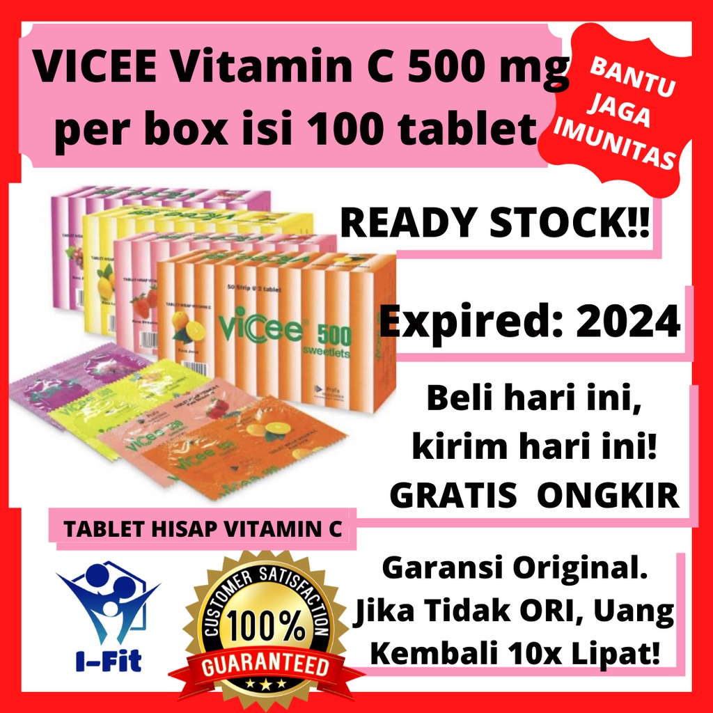 Jual Vitamin C Vicee Vice box isi 100 Tablet Hisap Lemon Jeruk ...