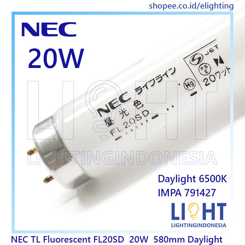 Jual IMPA 791427 NEC 20W Daylight Fluorescent Lamp 580mm / 58cm FL20SD ...