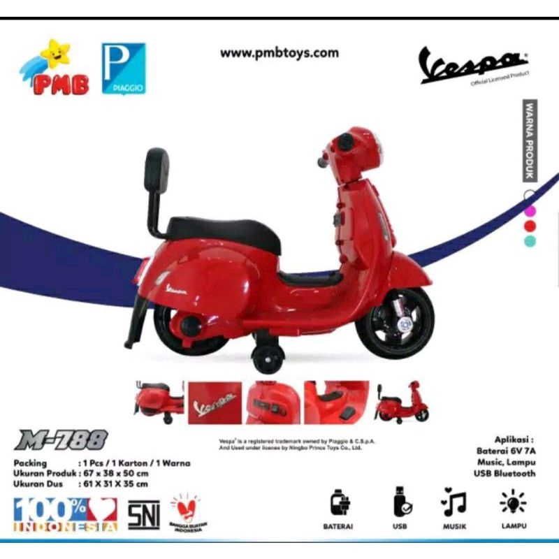 Jual SEPEDA MOTOR ANAK AKI MURAH VESPA SCOOTER VINTAGE CLASSIC PMB M788 ...