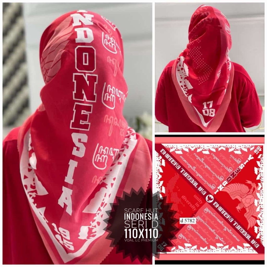 Jual [PROMO] Segiempat Voal Merah Putih / Scarf Merah Putih Kemerdekaan ...