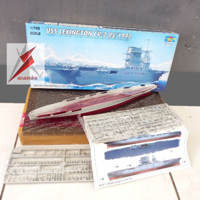 Jual CV-2 Lexington Model Kit 1/700 Aircraft Carrier Kapal Induk USS ...