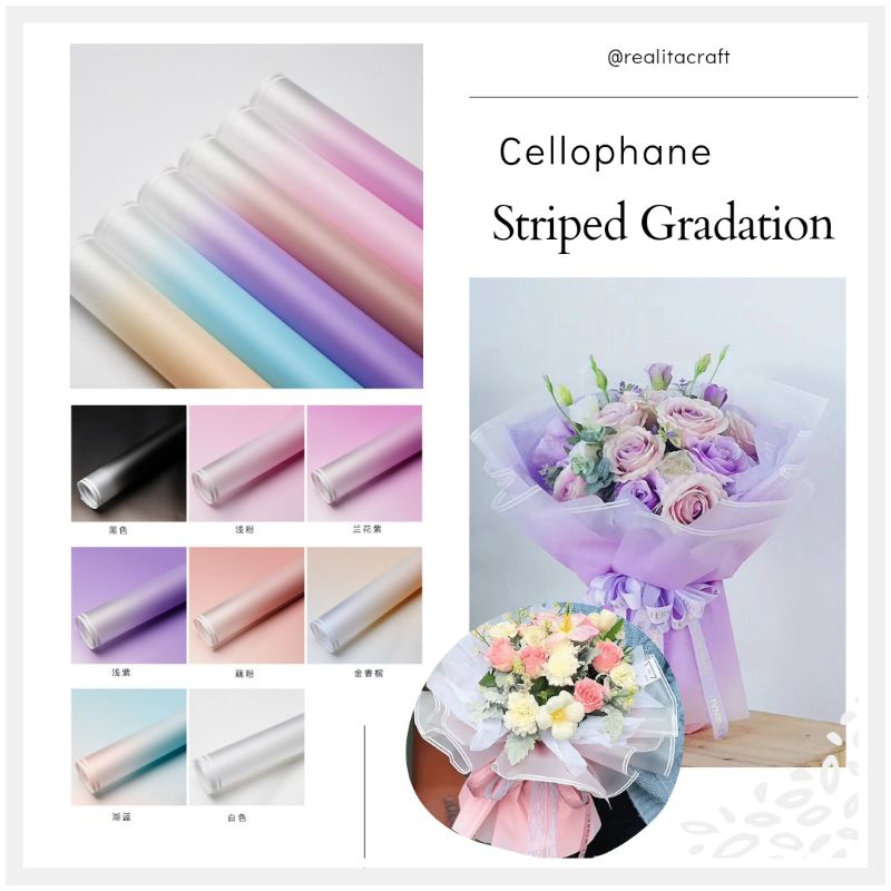 Jual KERTAS BUKET CELLOPHANE GRADASI STRIP LINE | Shopee Indonesia