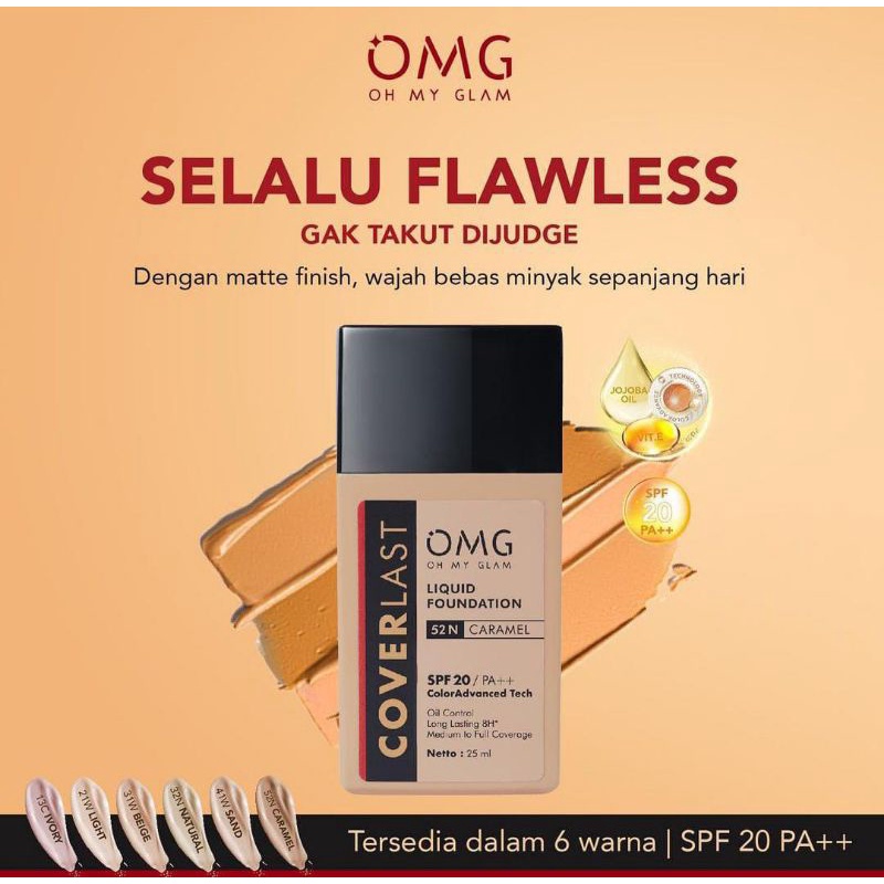 Jual OMG Oh My Glam Coverlast Liquid Foundation, 25 ml - Alas Bedak ...