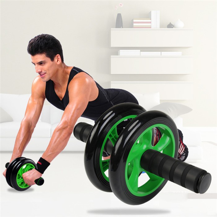 Jual roller-abs- ab wheel abs roller double wheel/alat fitness alat gym ...