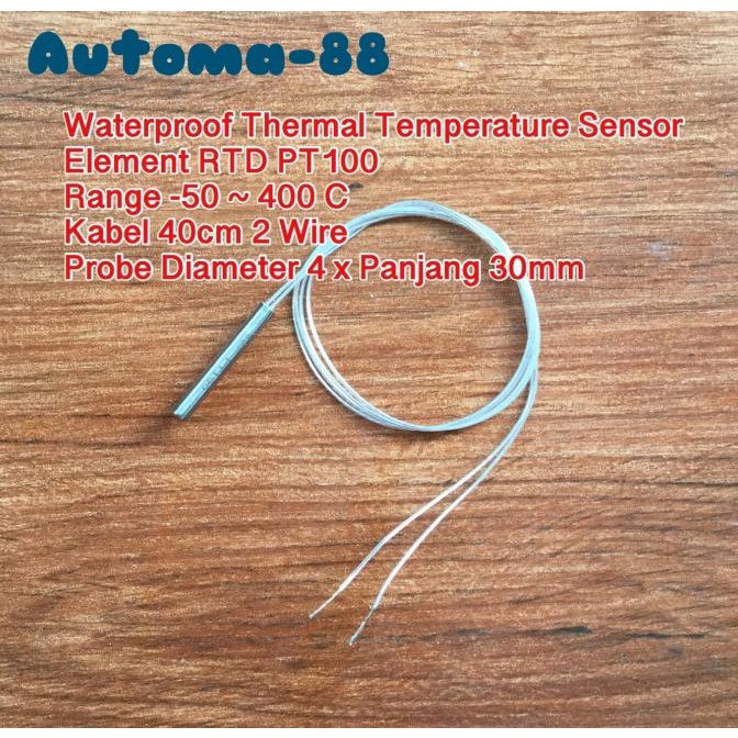 Jual RTD PT100 2 Wire 30mm Waterproof Thermal Temperature Sensor Anti ...