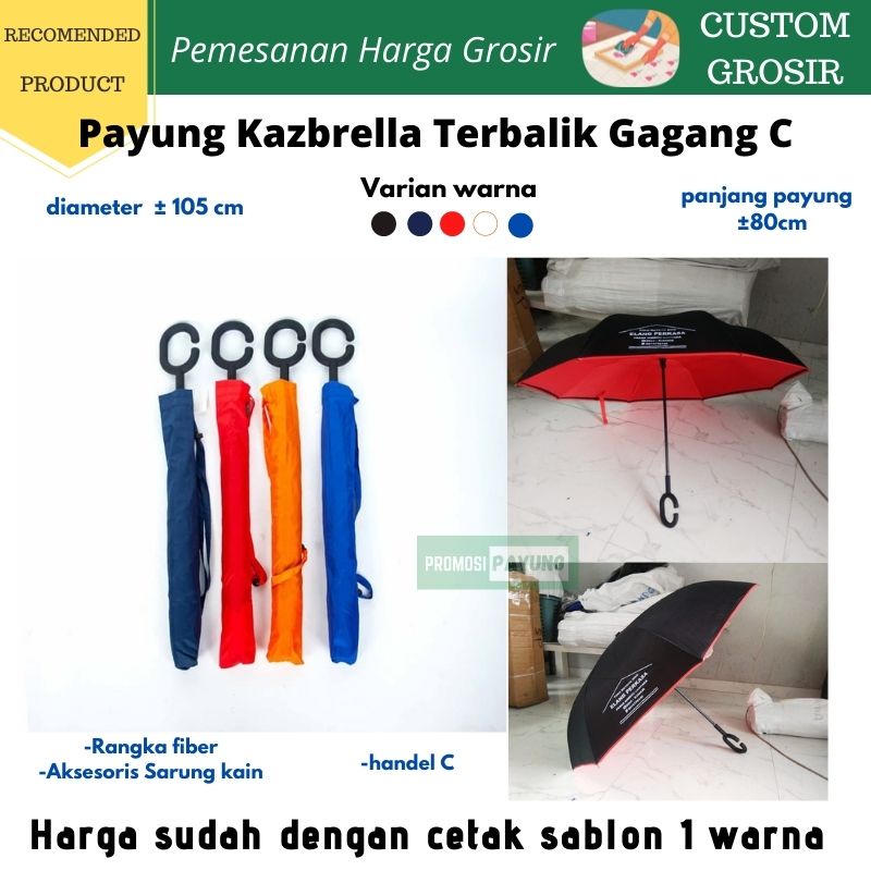 Jual [ payung custom grosir ] Payung Kazbrella Terbalik Reverse ...