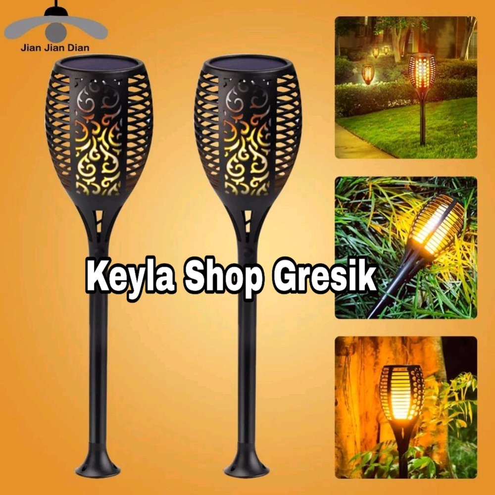 Jual Gresik Lampu hias an tancap taman efek api obor unik tenaga surya ...