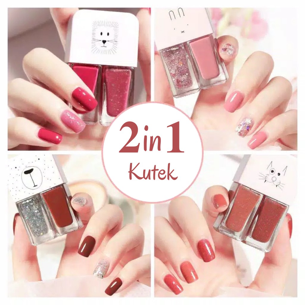 Jual 2IN1 KUTEK HALAL KUTEKS 2 TONE Cat Kuku muslimah Gel Nail polish ...