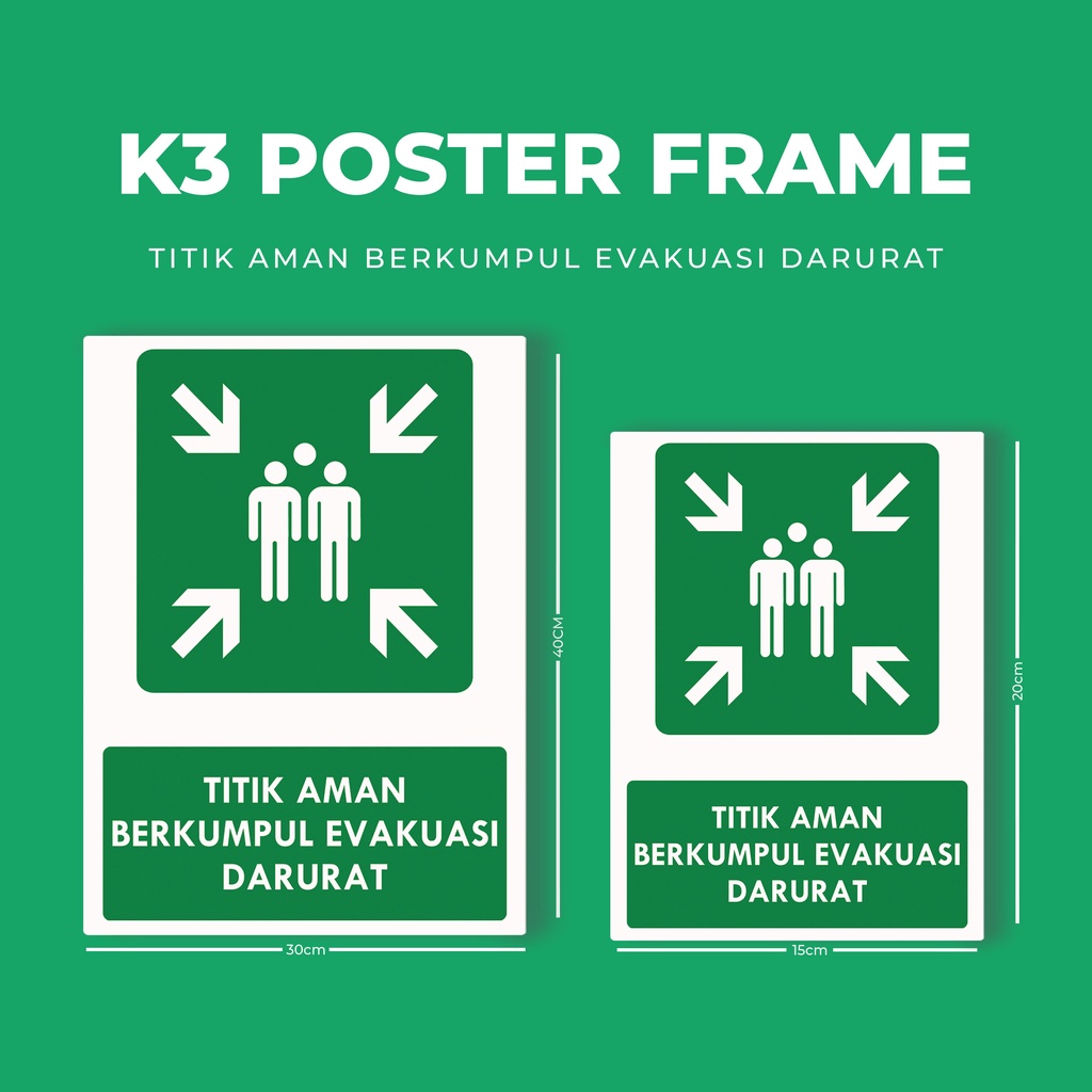 Jual [BM Poster Frame K3/HSE] Titik Aman Evakuasi Darurat || Poster ...