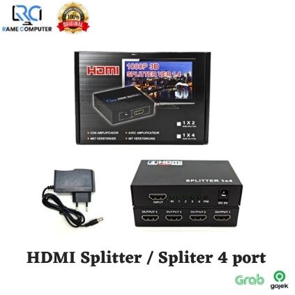 Jual HDMI Splitter / Spliter 4 port Full HD 1080p 3D 4K | Shopee Indonesia