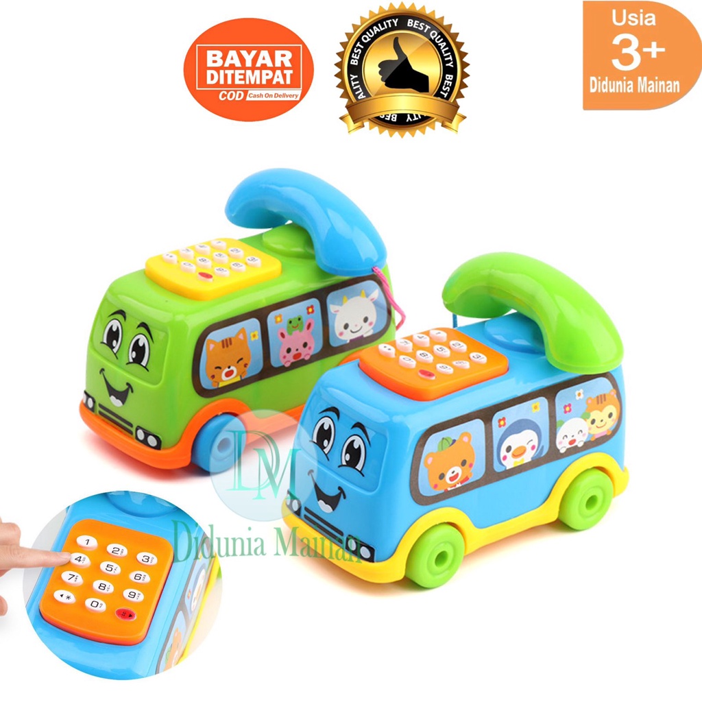 Jual telepon mainan edukasi anak laki laki perempuan karakter mobil bus ...