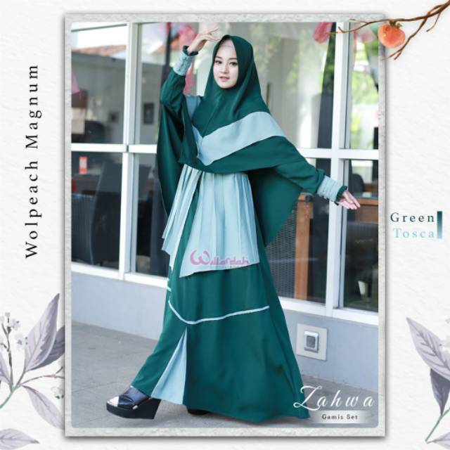 Jual Wardah Gamis Zahwa set warna Green Tosca | Shopee Indonesia