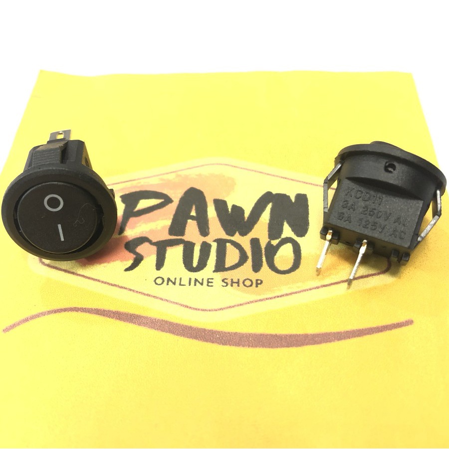 Jual Saklar Switch on off 2pin 2 pin mini bulat hitam / rocker switch 2 ...