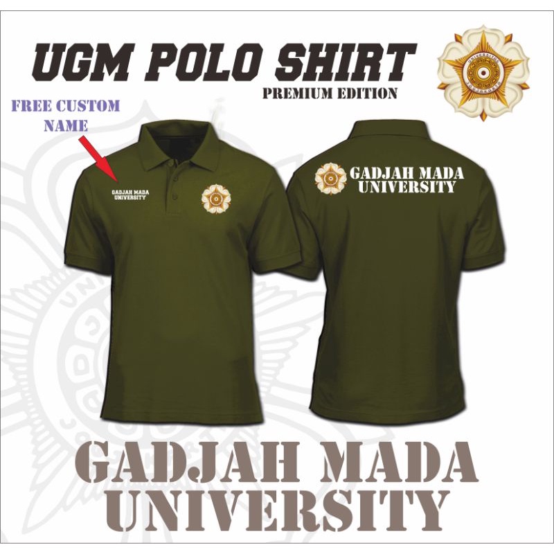 Jual UGM KAOS POLO SHIRT PREMIUM HITAM MISTY Army / Free Custom Name ...