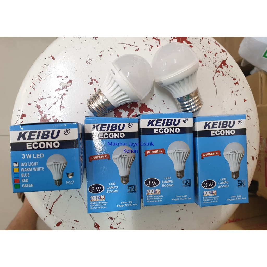 Jual LAMPU LED ECONO 3 Watt E27 KEIBU WHITE / WARM WHITE Merah Hijau Biru | Shopee Indonesia