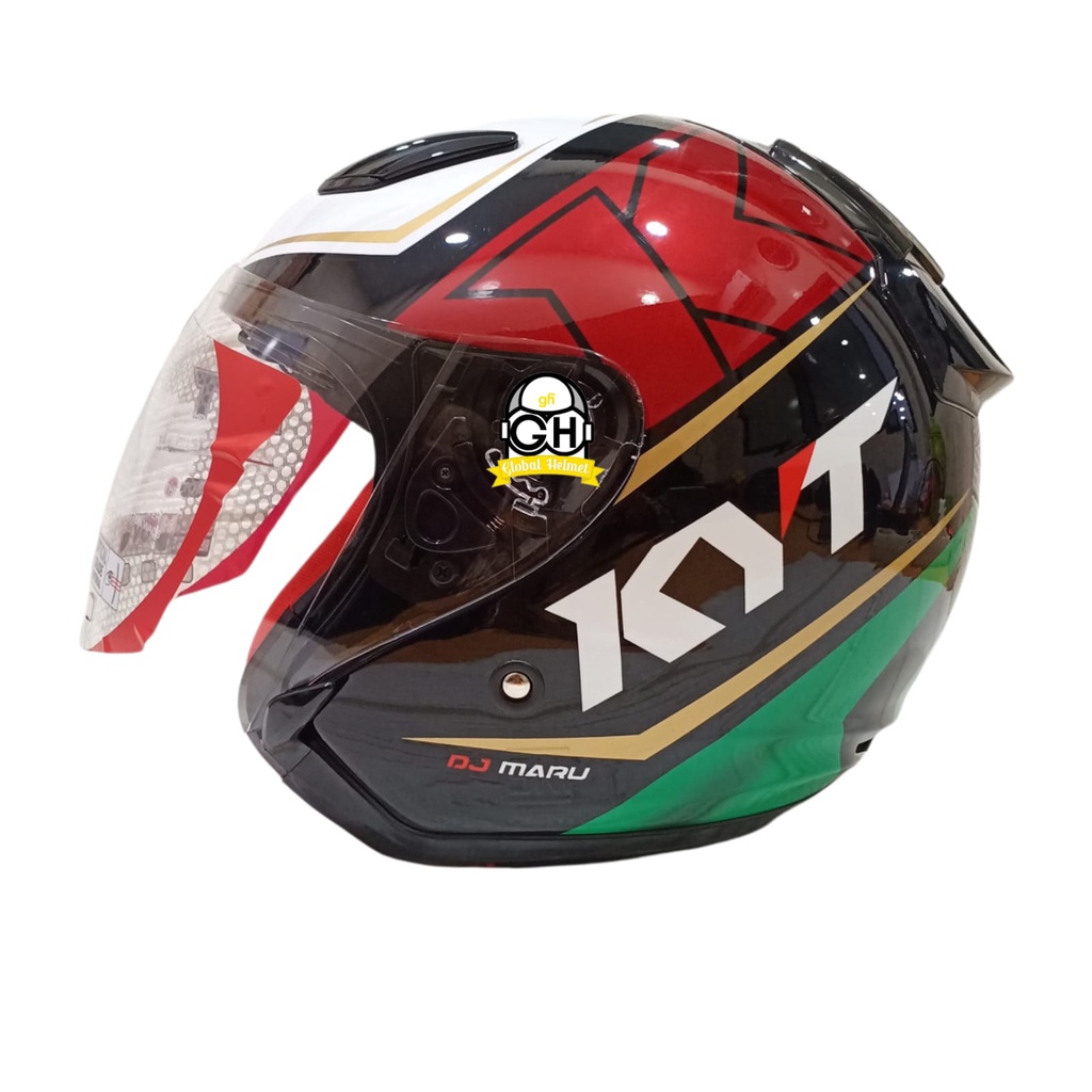 Jual HELM HALF FACE KYT DJ MARU KYT DJMARU MOTIF #17 BLACK GREEN RED ...