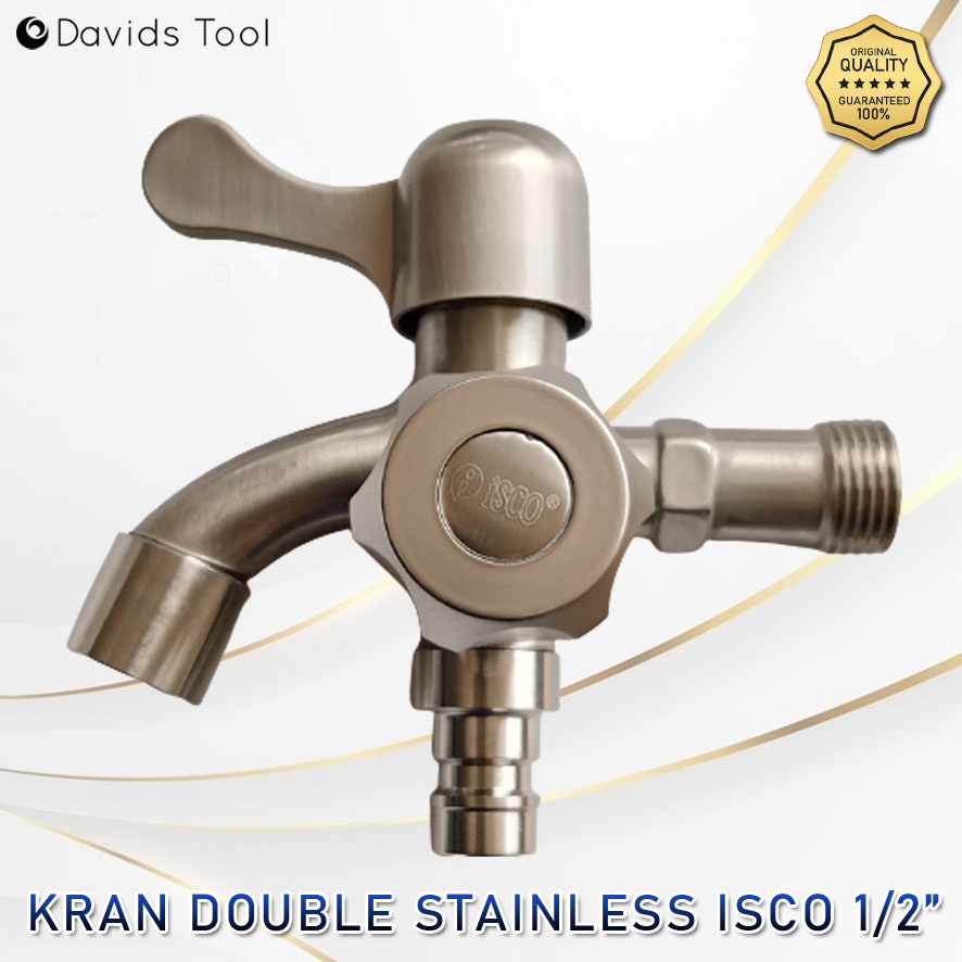 Jual Kran Cabang Double Shower Sower Keran Dobel Stainless Isco 1/2 Inch | Shopee Indonesia