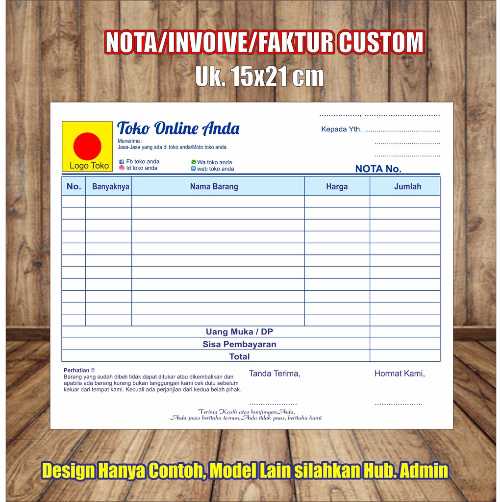Jual NOTA/FAKTUR CUSTOM 4 PLY All Varian Ukuran | Shopee Indonesia