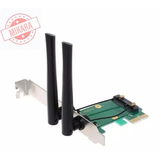 Jual Adapter Card Wireless Wifi Mini PCI-e Express to PCI-E 2 Antena ...