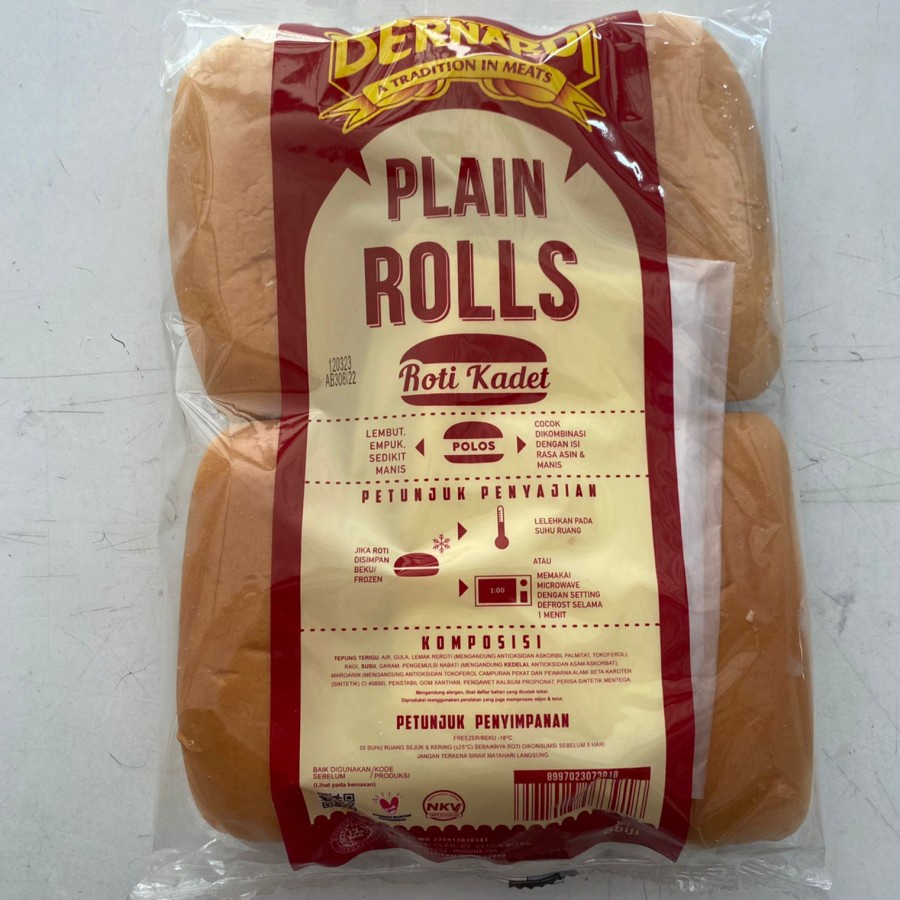 Jual BERNARDI Plain Rolls / Roti Hotdog / Roti Kadet (6 pcs) 300 Gram ...