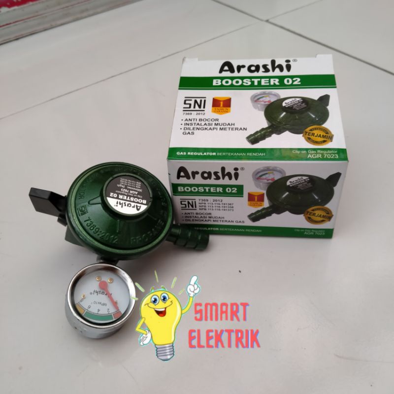 Jual Regulator/ Kepala Gas Elpiji/LPG + Meter ARASHI Type BOOSTER 02 ...