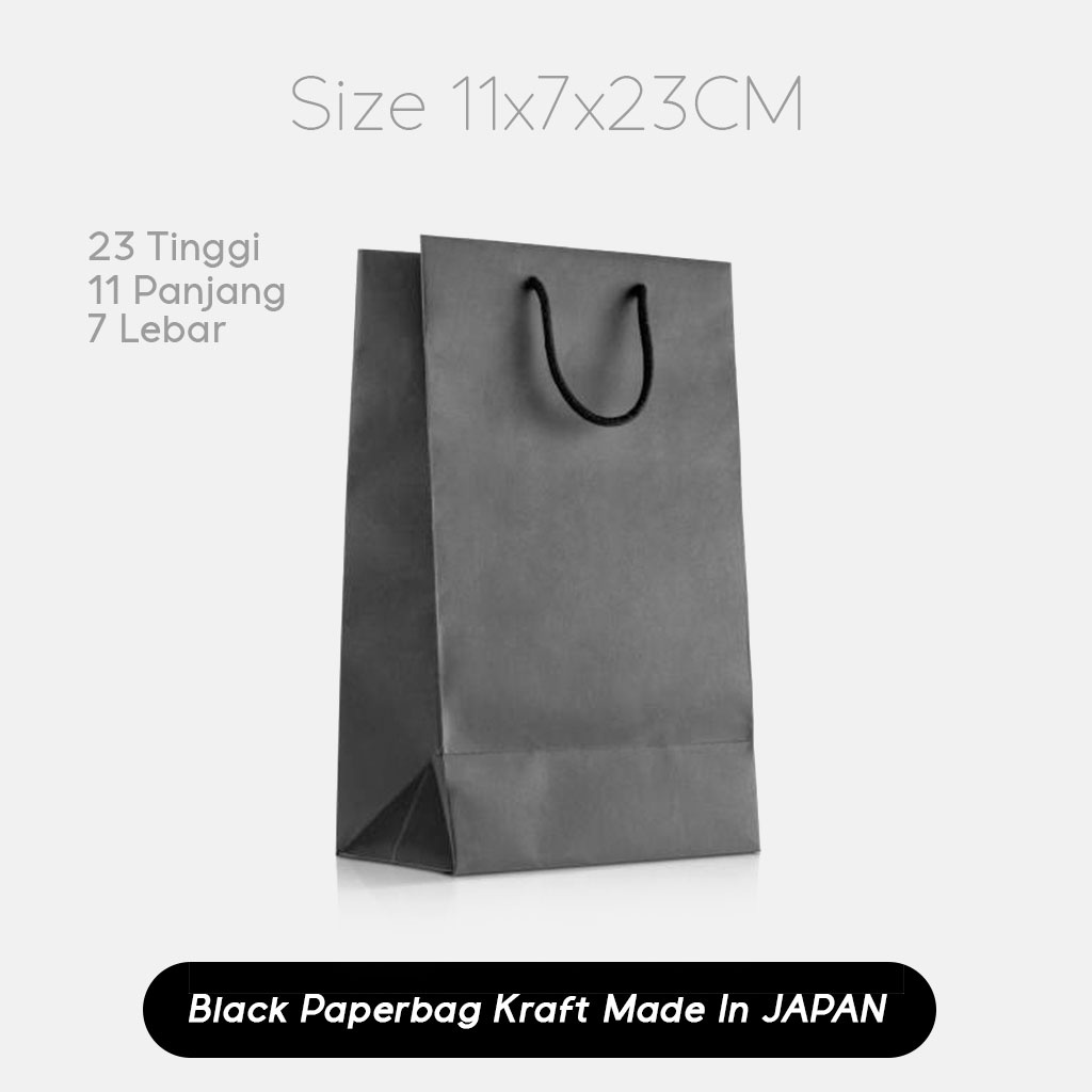 Jual (Tali Kur) Paper Bag Hitam Mini 11x7x23cm / Paper bag kado ...