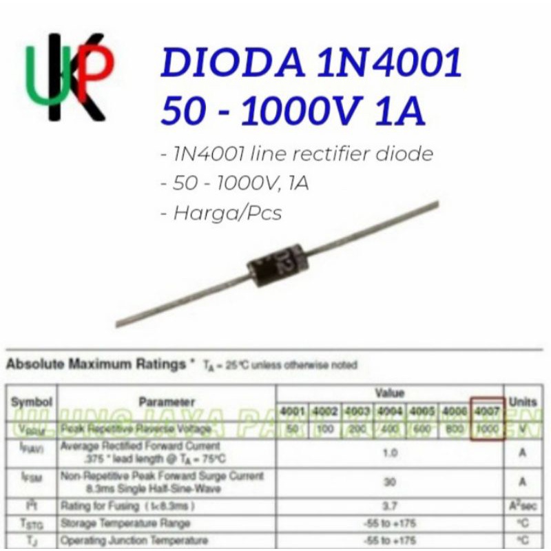 Jual dioda 1n4001 1A 50-1000V | Shopee Indonesia