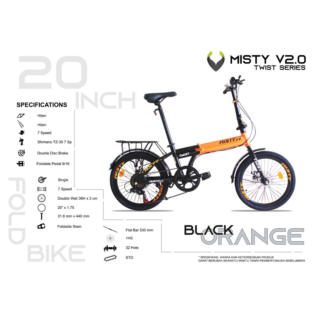 Jual SEPEDA LIPAT 20 VIVA CYCLE TWIST MISTY 2.0 DOUBLE WALL 7 SPEED ...
