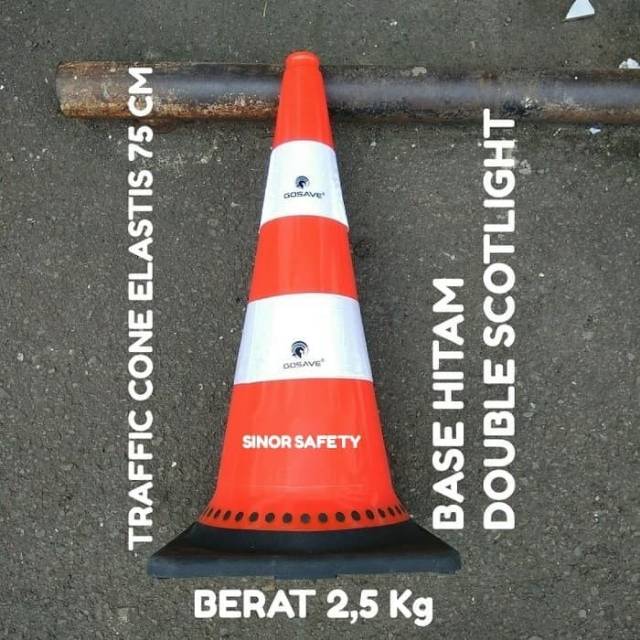 Jual Traffic Cone 75 cm Lentur Kerucut Trafic Safety PVC ORANGE Base Hitam | Shopee Indonesia